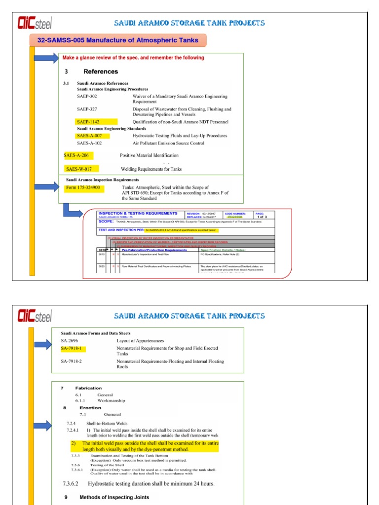 Aramco Tank Projects Study Reference | PDF