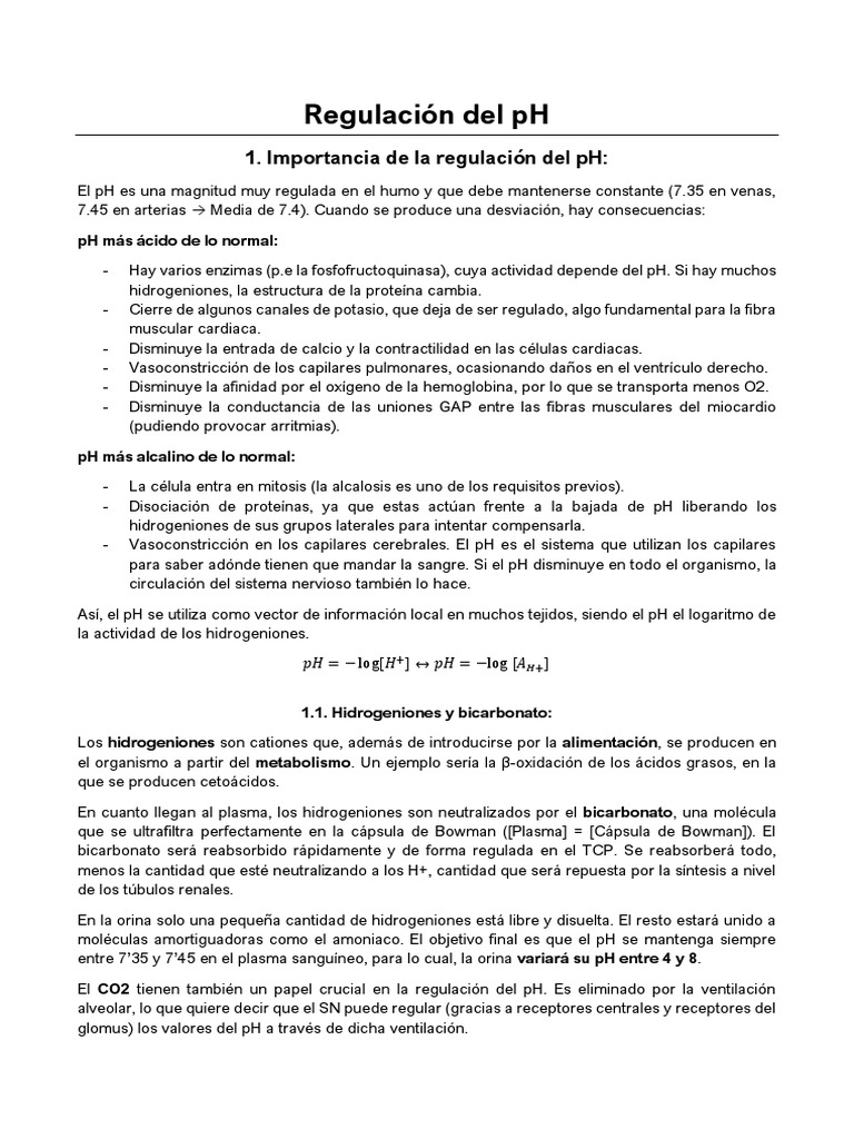 Regulación Del Ph. | PDF