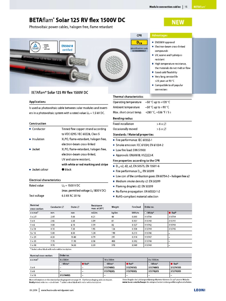 BETAflam Solar 125 RV flex 1500V DC (1) | PDF