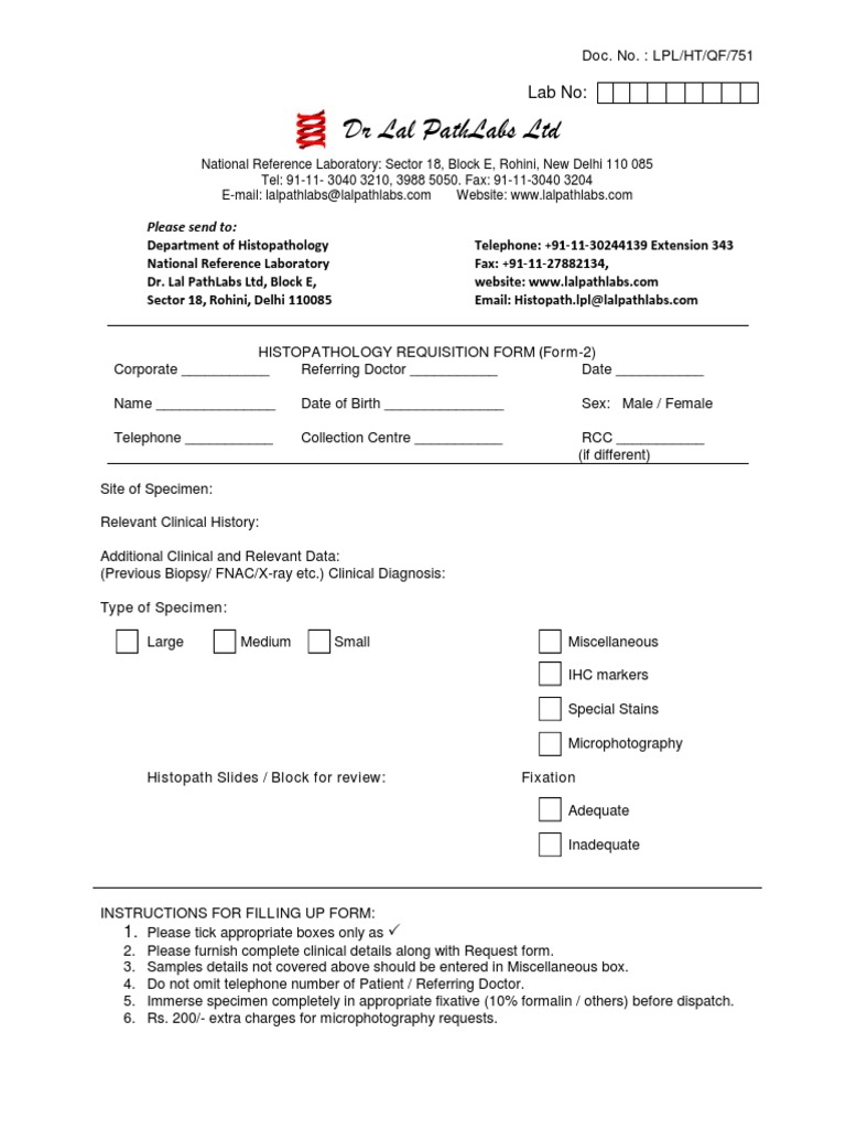Histopathology Requisition Form New | PDF | Histopathology | Biopsy Histopathology Requisition Form New | PDF | Histopathology | Biopsy