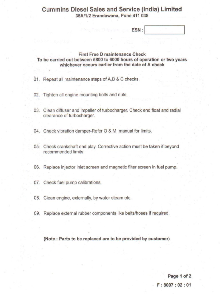 D Check Format by OEM | PDF