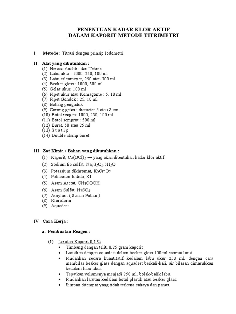 Kadar Klor Dan DPC | PDF