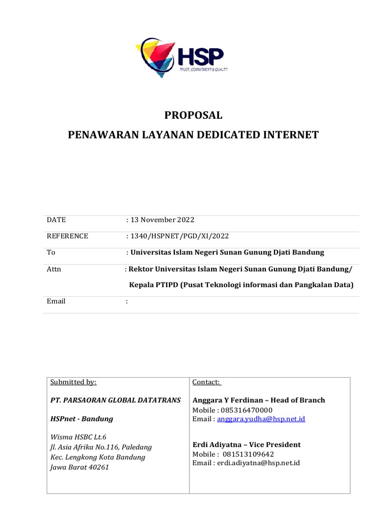 Surat Perkenalan HSP Dan Penawaran UIN Bandung Rev | PDF