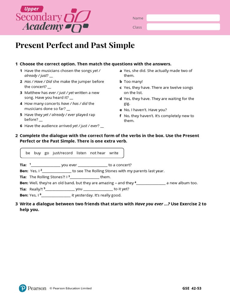 Present Perfect vs Past Simple Worksheet | PDF | Linguistics