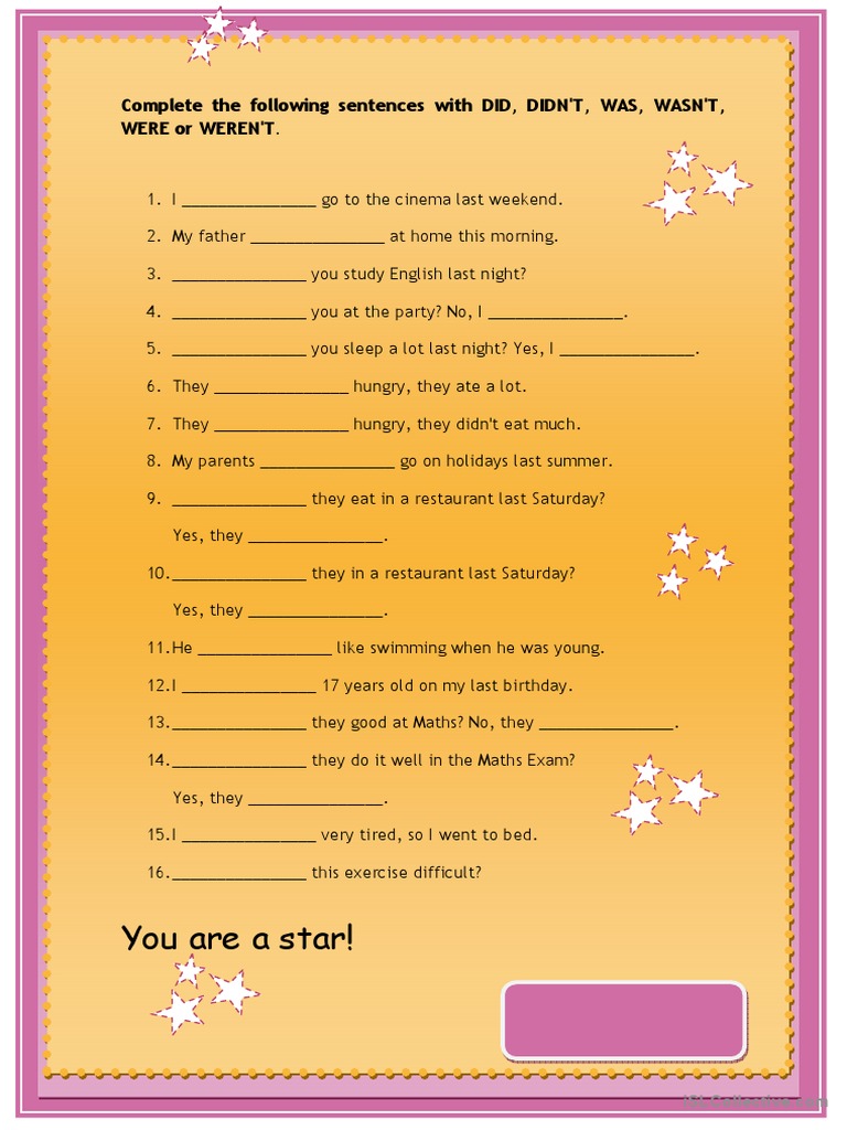 Past Simple - Did, Was or Were | PDF