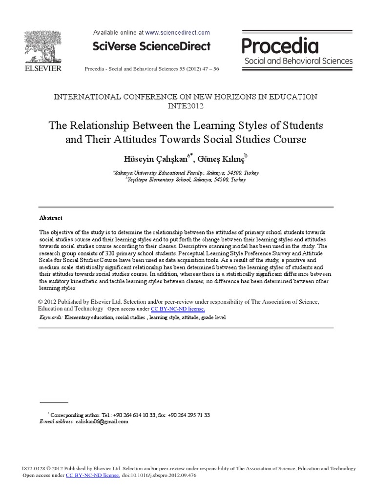 Learning Styles Pdf Learning Styles Attitude Psychology