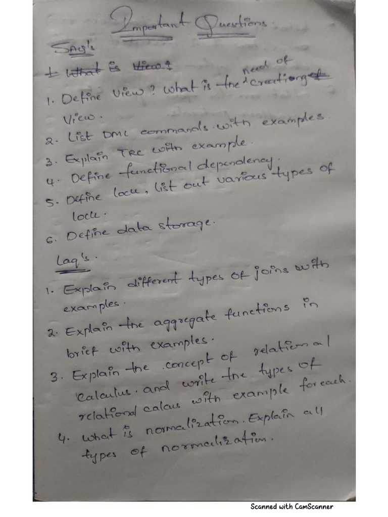 DBMS Imp Questions | PDF