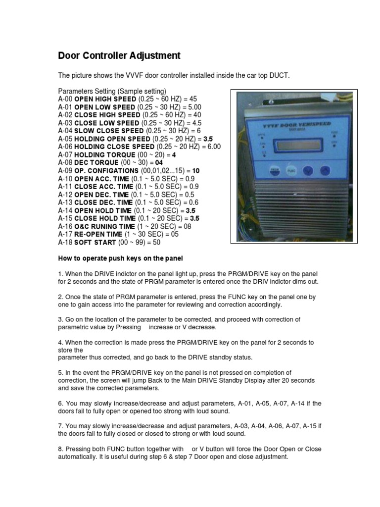 DoorController (VVVF) Manual | PDF
