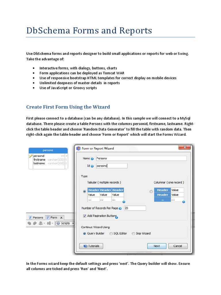DbSchema Forms and Reports Tutorial | PDF | Bootstrap (Front End Framework) | Java Script