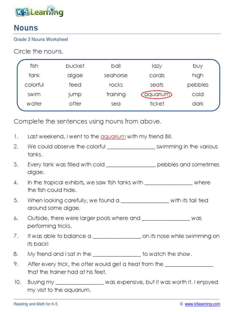 Nouns Worksheet 5 | PDF | Home & Garden