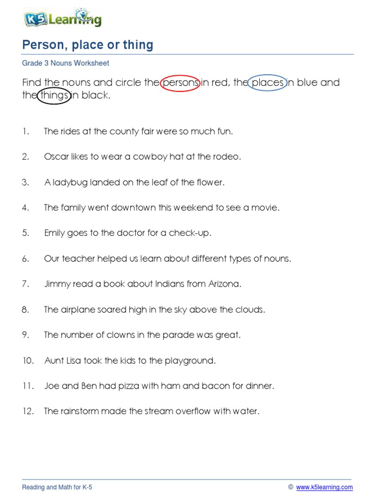 Nouns Worksheet 3 HW | PDF