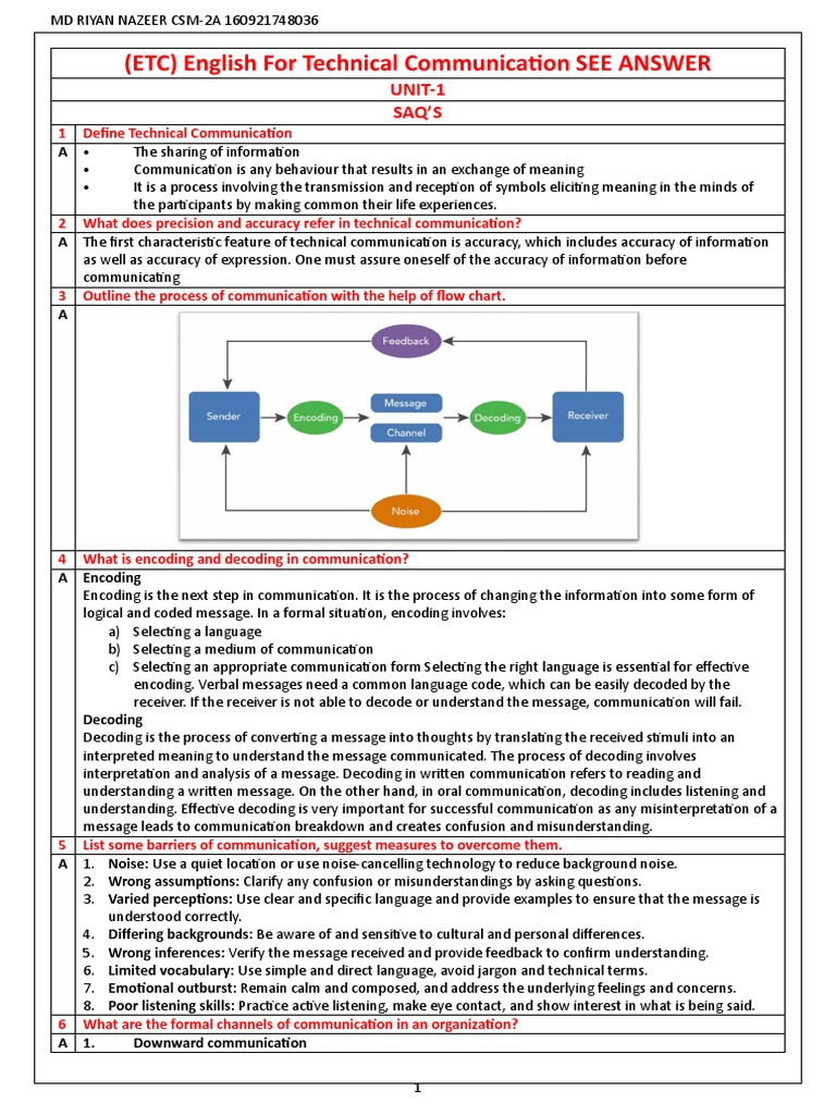 Technical Communication Answer Key | PDF