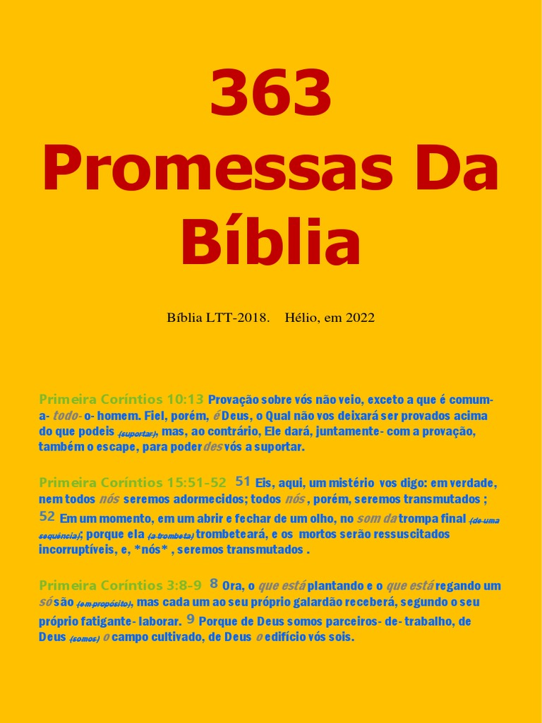 365 Promessas Da Biblia - LTT 2018.Para'Texto para Fala'.Helio+ | PDF ...