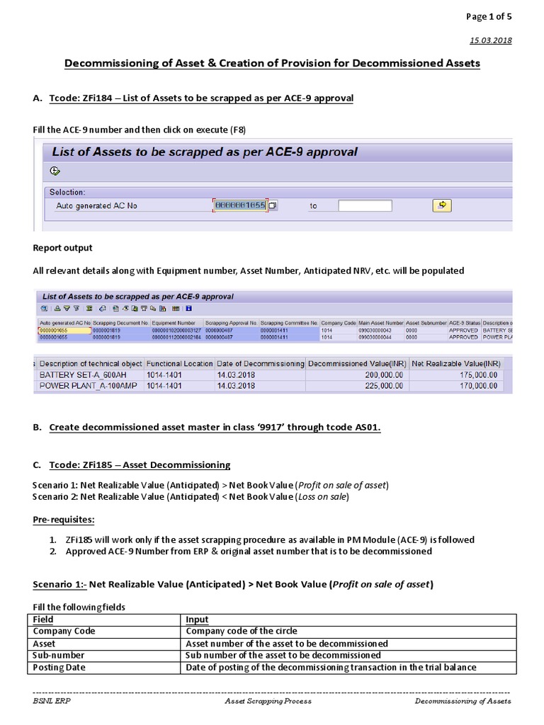 Asset Decommissioning Process - ZFI185 | PDF