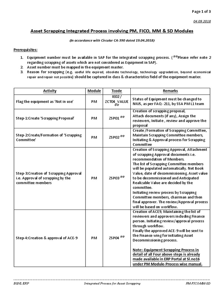 Asset Scrapping - PM FICO MM SD Integrated Process | PDF | Business ...