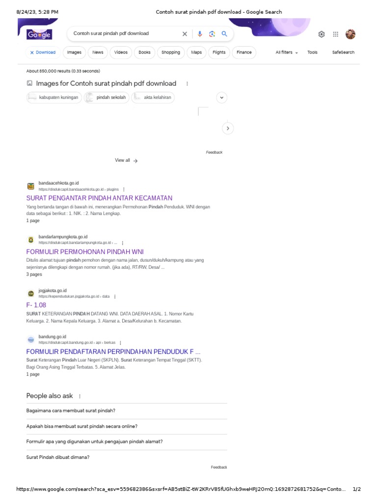 Contoh Surat Pindah | PDF