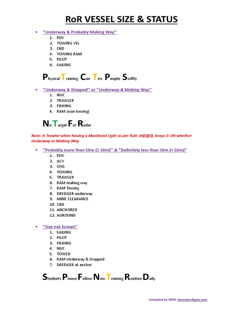 RoR Vessel Size and Sound Signals | PDF | Ships | Watercraft