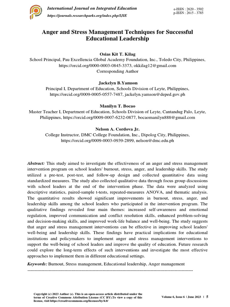 Anger and Stress Management Techniques For Successful Educational ...
