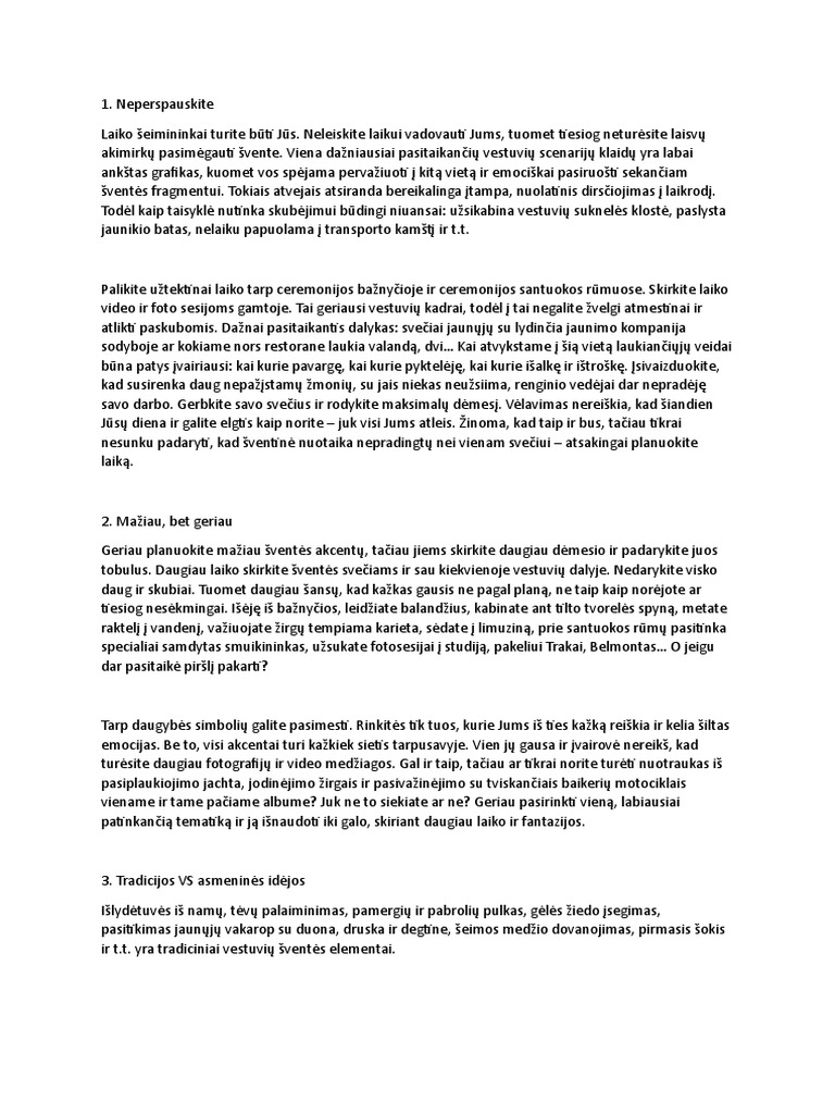Scenarijus Vestuvem | PDF