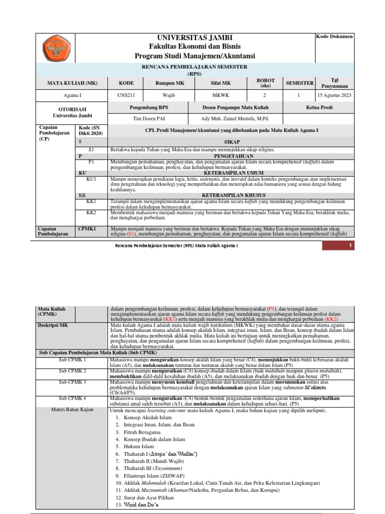 Rps Agama 1 2023 | PDF