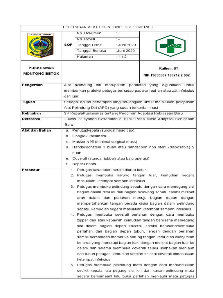 Sop Apd Pelepasan Hazmat | PDF | Karier & Perkembangan | Kesehatan Holistik