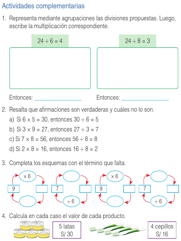 Actividad Complementaria - Multiplicación y División | PDF