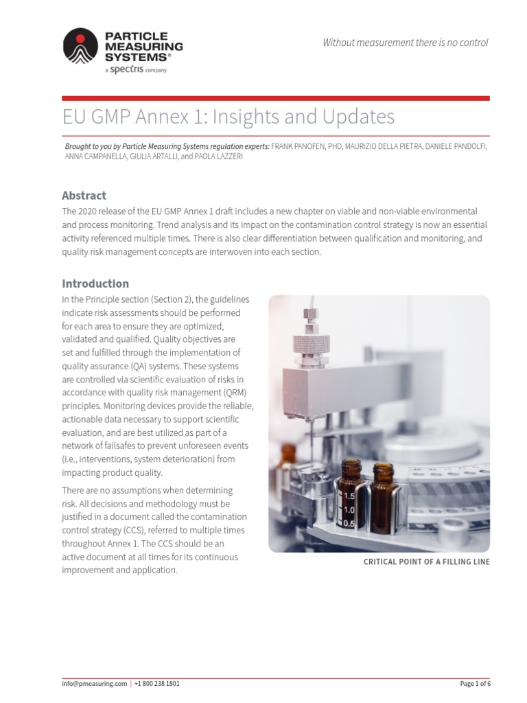 Eu Gmp Annex 1 Insights By Frank Panofen Et Al Pdf