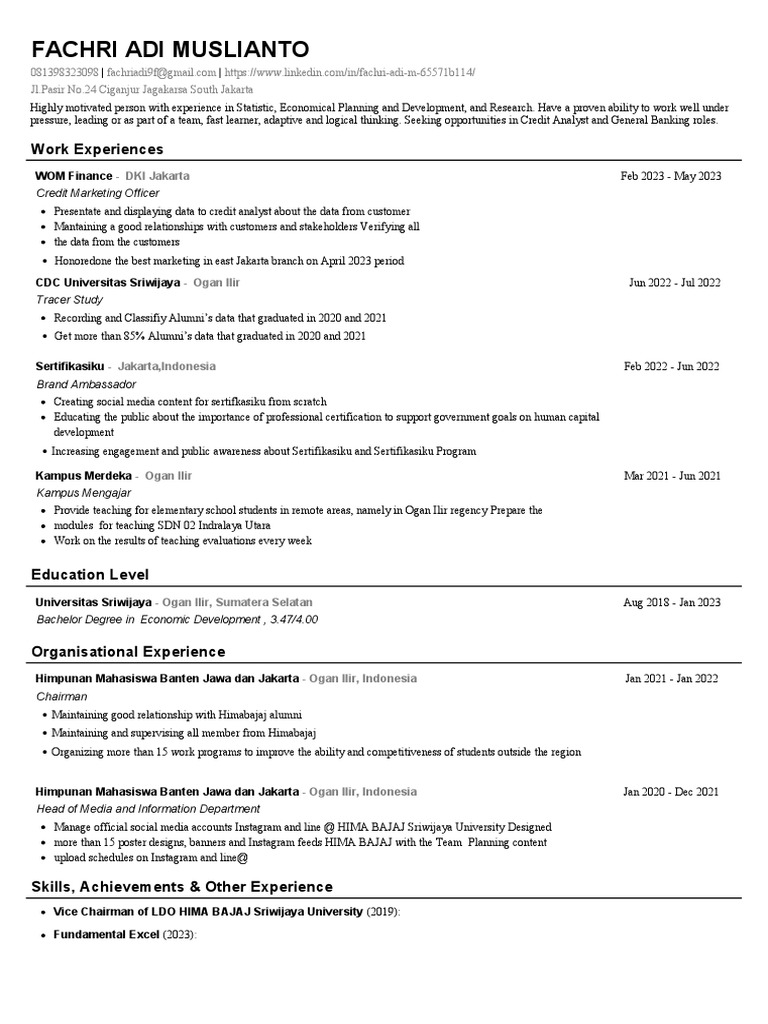 Resume - Fachri Adi Muslianto | PDF