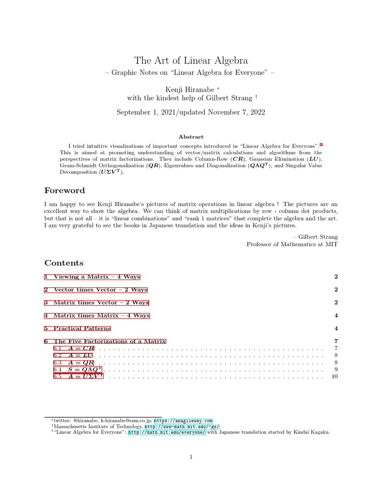 The Art of Linear Algebra | PDF