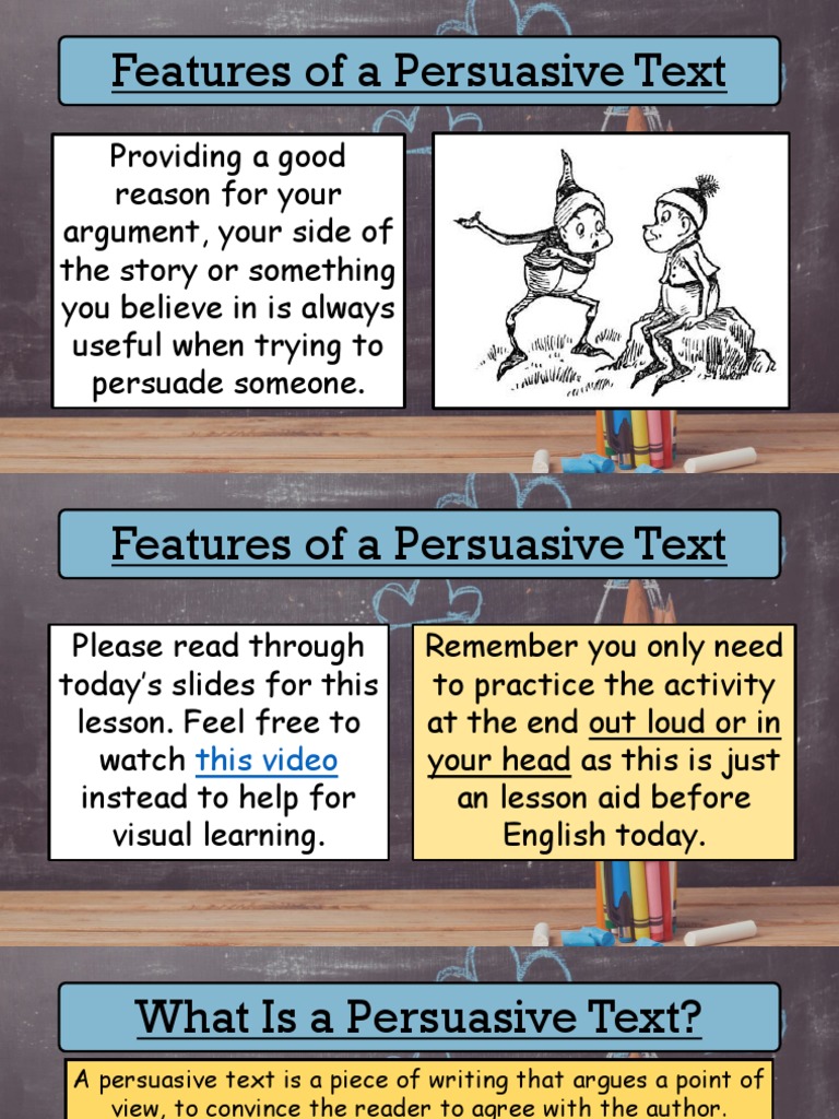Monday Grammar - Persuasive Text Features | PDF