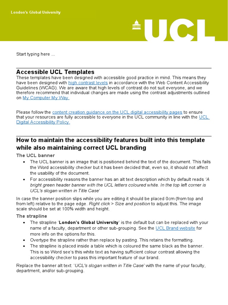 Accessible UCL Template Guidelines | PDF