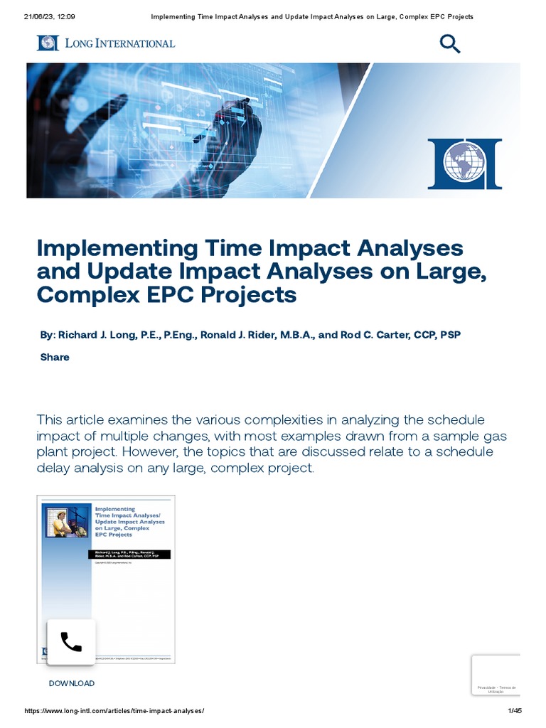 Implementing Time Impact Analyses and Update Impact Analyses On Large, Complex EPC Projects ...