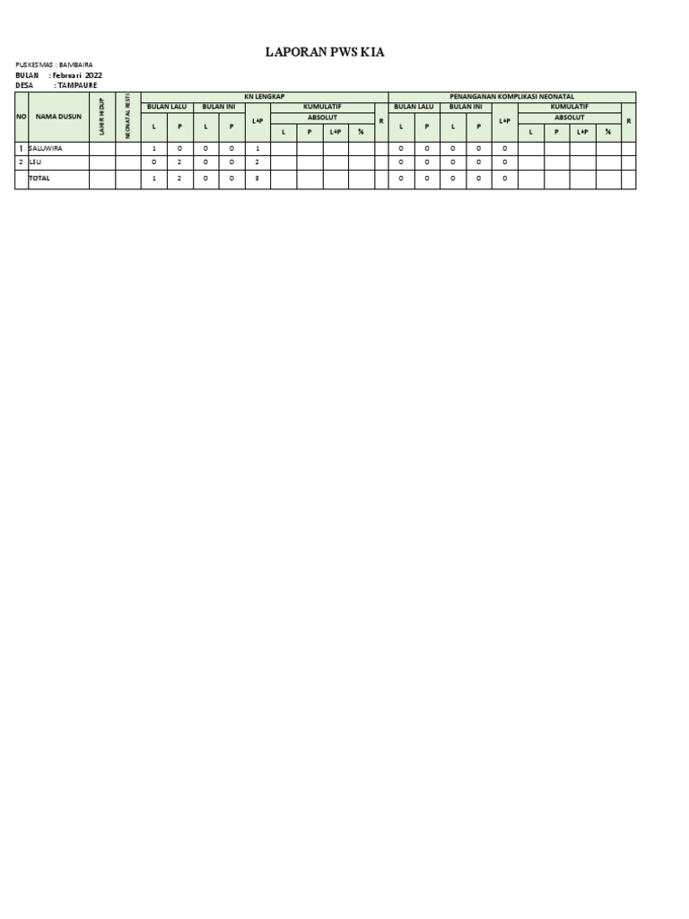 BLANKO LAPORAN PWS KIA-6 | PDF
