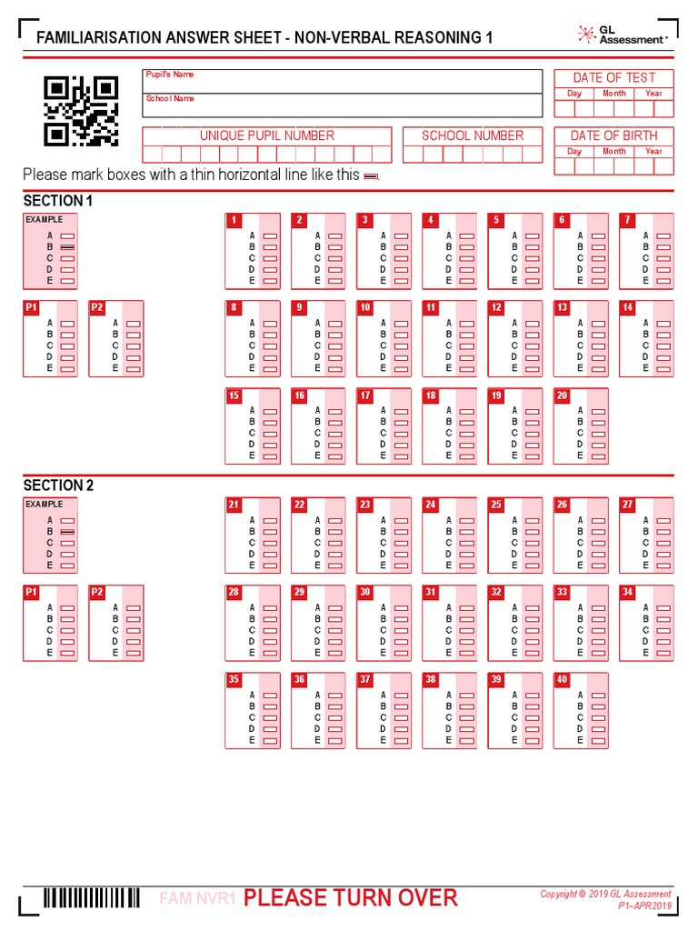 Non-Verbal Reasoning 1 Answer Sheet | PDF | Intellectual Works | Privacy
