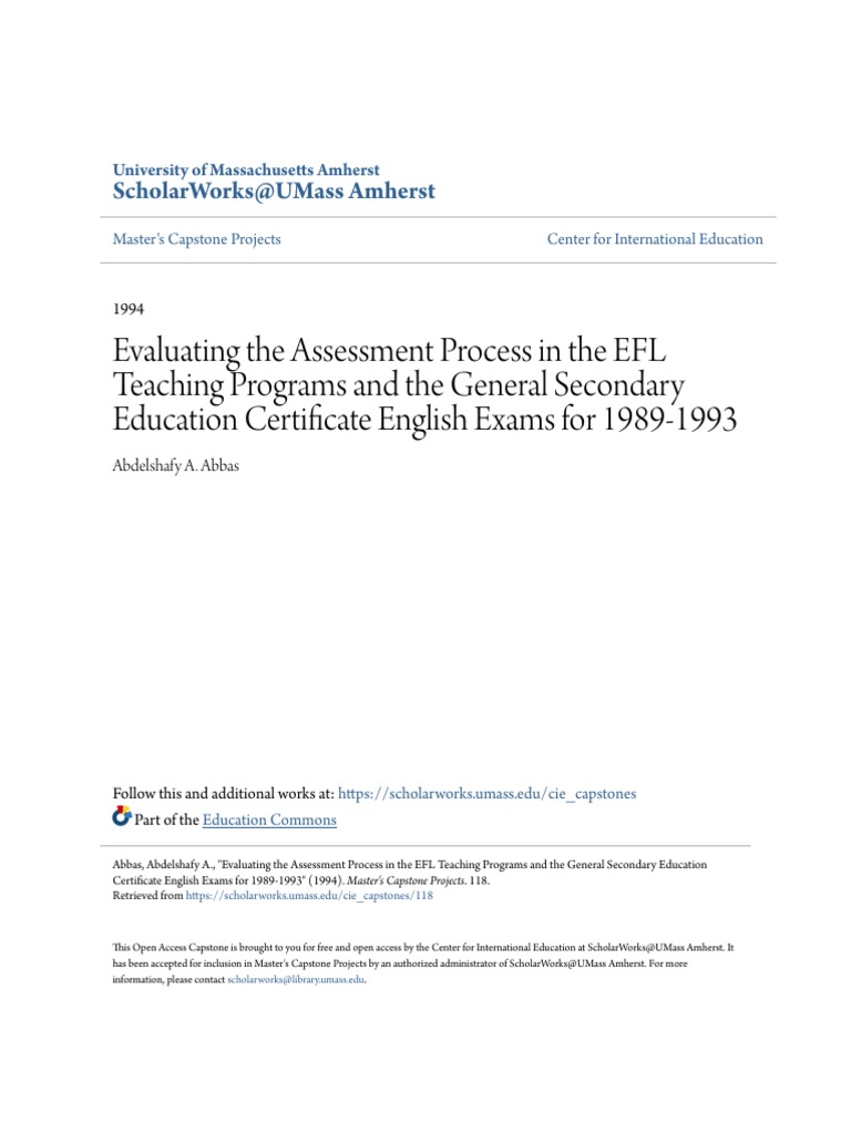 Evaluating The Assessment Process in The EFL Teaching Programs An | PDF ...