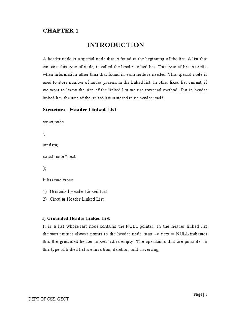 Header Linked List Pdf Pointer Computer Programming Algorithms And Data Structures