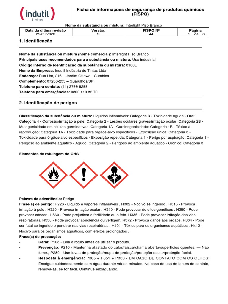 FISPQ - INDUTIL INTERLIGHT PISO | PDF