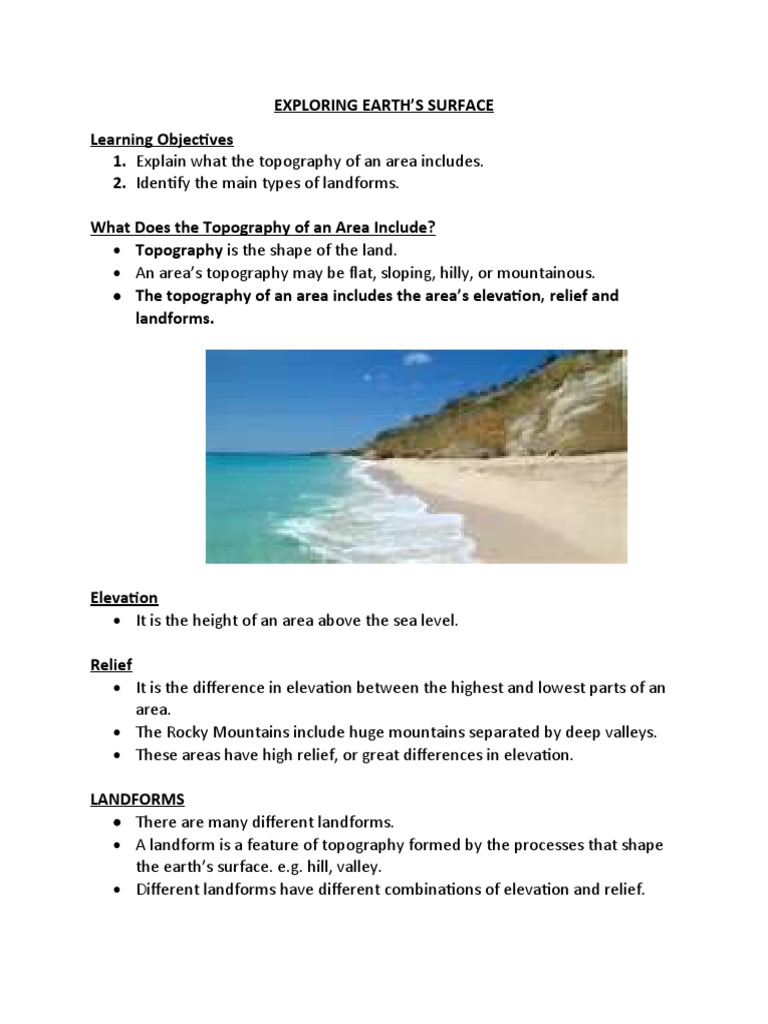 Earth's Surface Notes | PDF | Mountains | Plateau