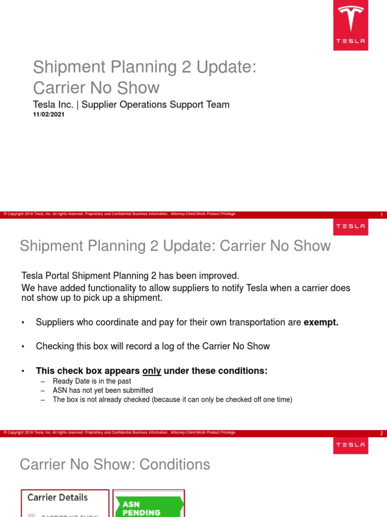 OK Shipment Planning 2 Update - Carrier No Show | PDF