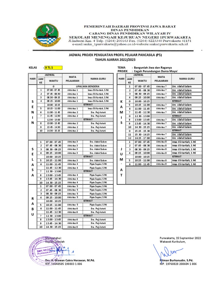 T LISTRIK - Jadwal p 5 Kelas x Dan Xi | PDF