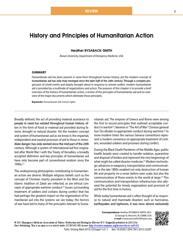History and Principles of Humanitarian Action | PDF | Humanitarian Aid ...