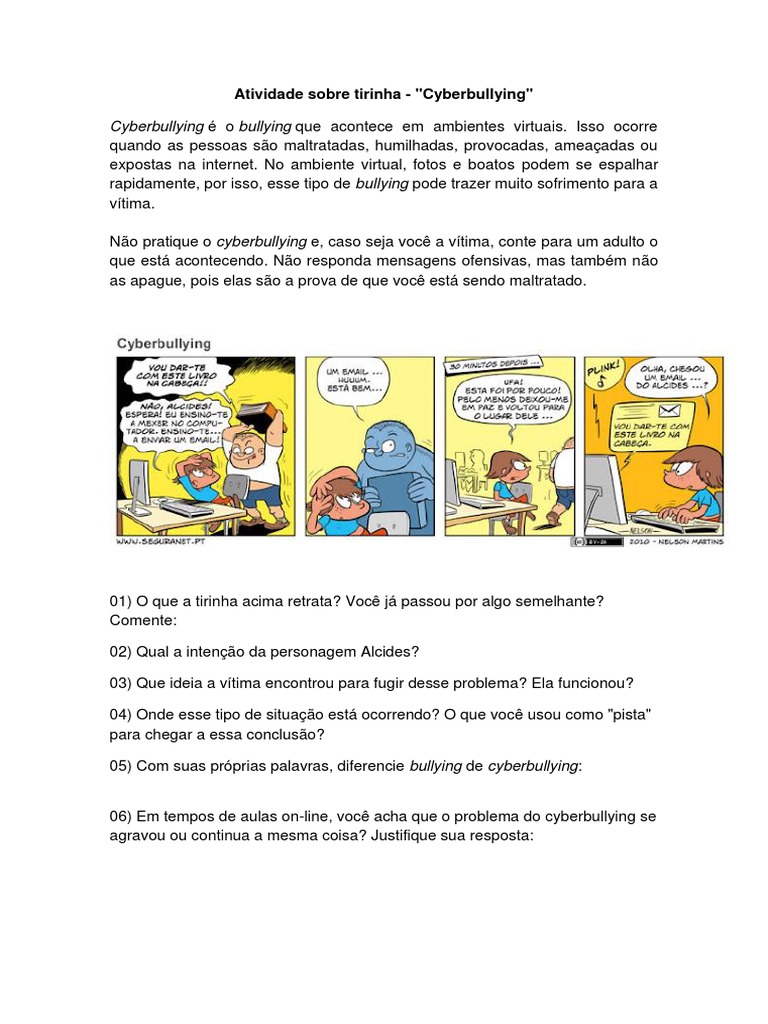 Ativividade Sobre Tirinha 8º Ano | PDF