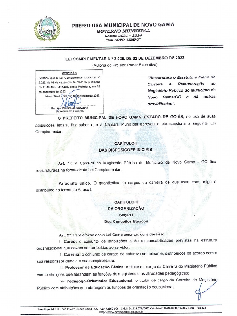 Lei Complementar 2025 Novo Gama | PDF