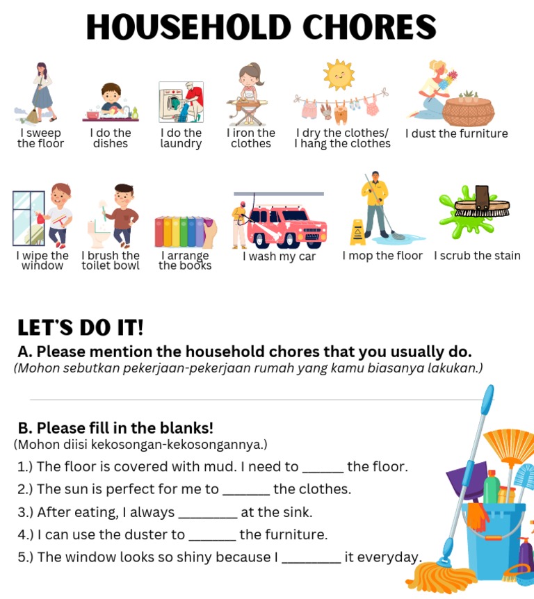 Household Chores Worksheet for Kids | PDF