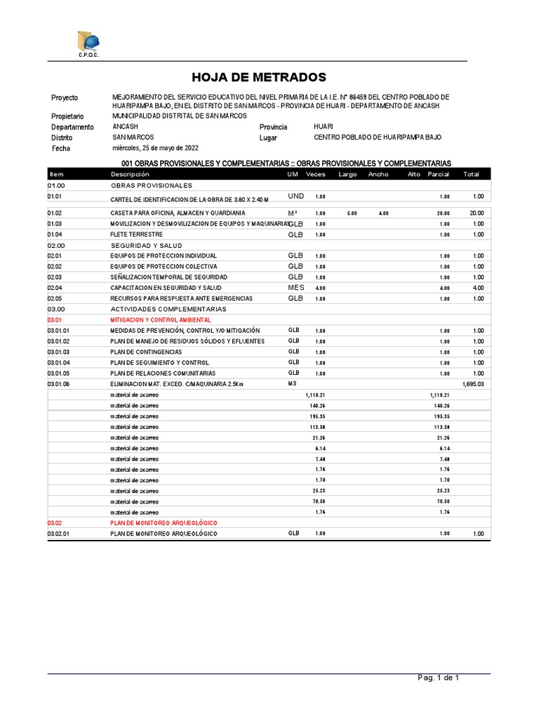 Metrados Consolidado | Descargar gratis PDF | Ingeniería de Edificación | Ingeniero civil