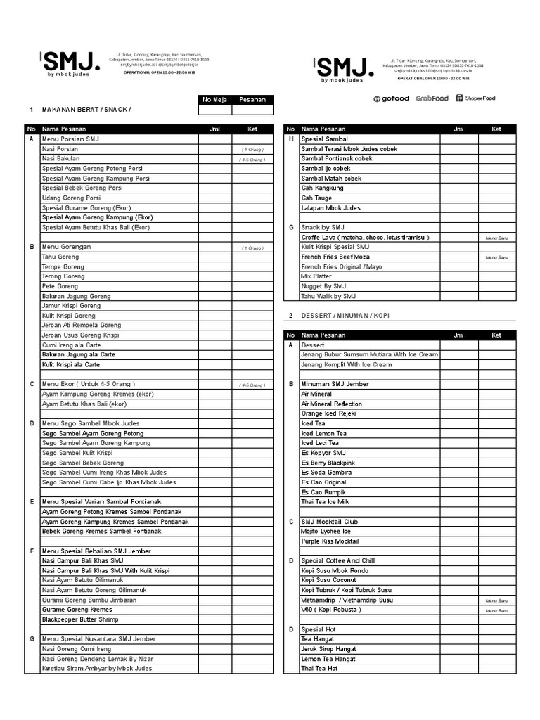 Slip Order - SMJ | PDF | Foods | Cuisine