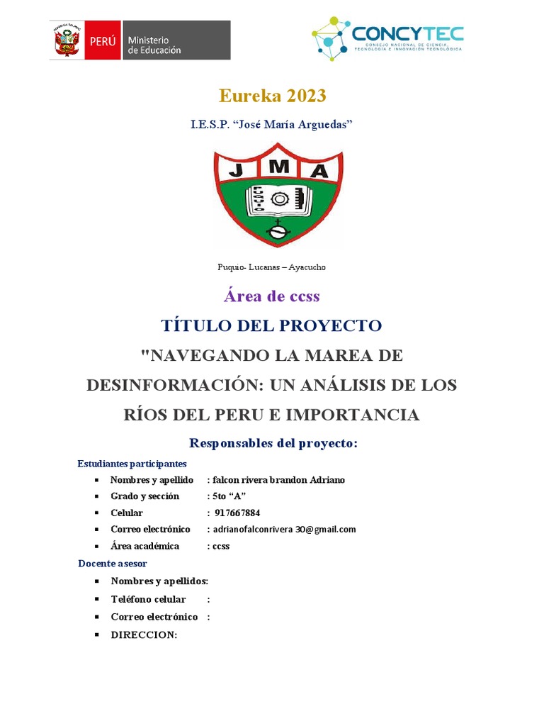 CCSS PROYECTO EUREKA 2023 5to A | PDF | Toma de decisiones | Información