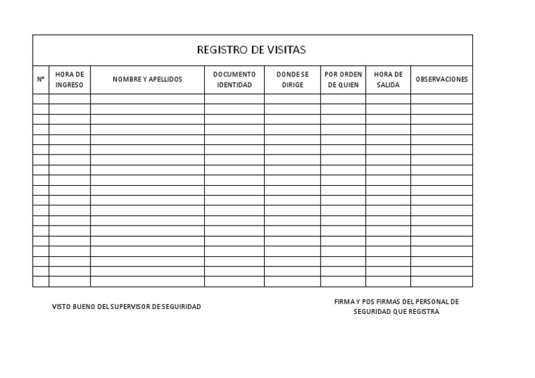 Formato Registro de Visitas | PDF