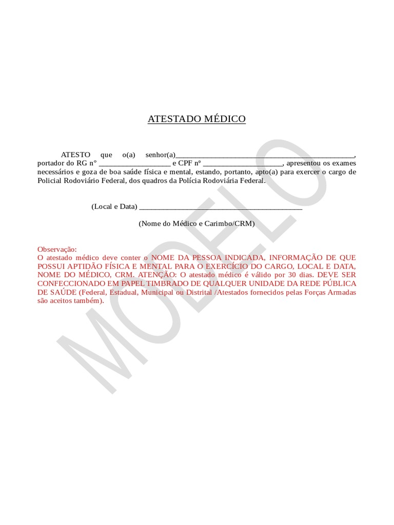 Modelo De Atestado Médico: O Que É, Quem Pode Dar, Tipos – BZKCHX