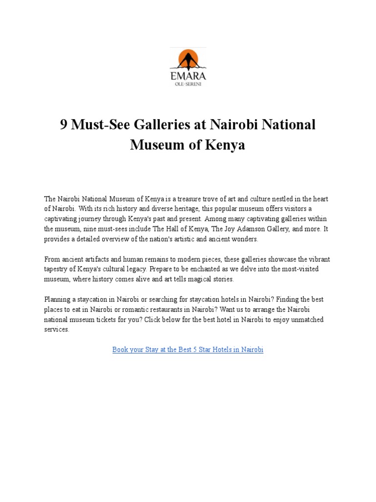 9 Must-See Galleries at Nairobi National Museum of Kenya | PDF | Museum ...